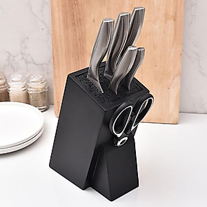Luxshiny Storage Block Kitchen Holder Universal Wooden Block Organizer Without Knives Household Multifunctional Rack (Black)