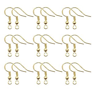 GSHLLO 100 Pcs Gold Earring Hooks Ear Wire Hooks Earring Fish Hook Connector Jewelry Earring Parts DIY Earring Findings Components
