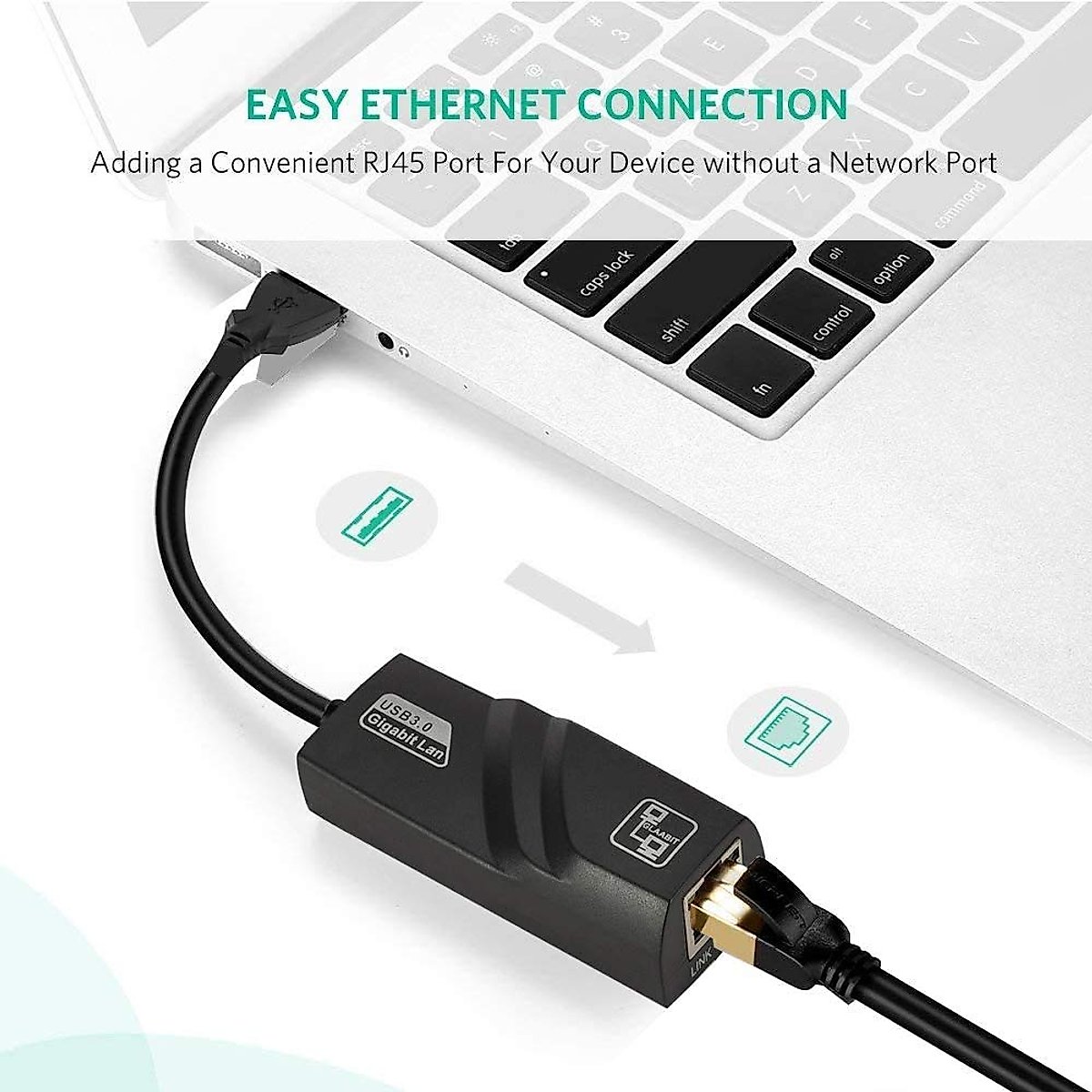 JacobsParts USB 3.0 Gigabit Ethernet 10/100/1000 Mbps RJ45 LAN Network Adapter for PC Mac