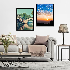 CABAX 12x16 inch Diamond Painting Picture Frames, Compatible With 30x40 Diamond Painting Arts or Photos or Posters, Black Frame with Acrylic Protection and Hanging Kit, Pack of 2