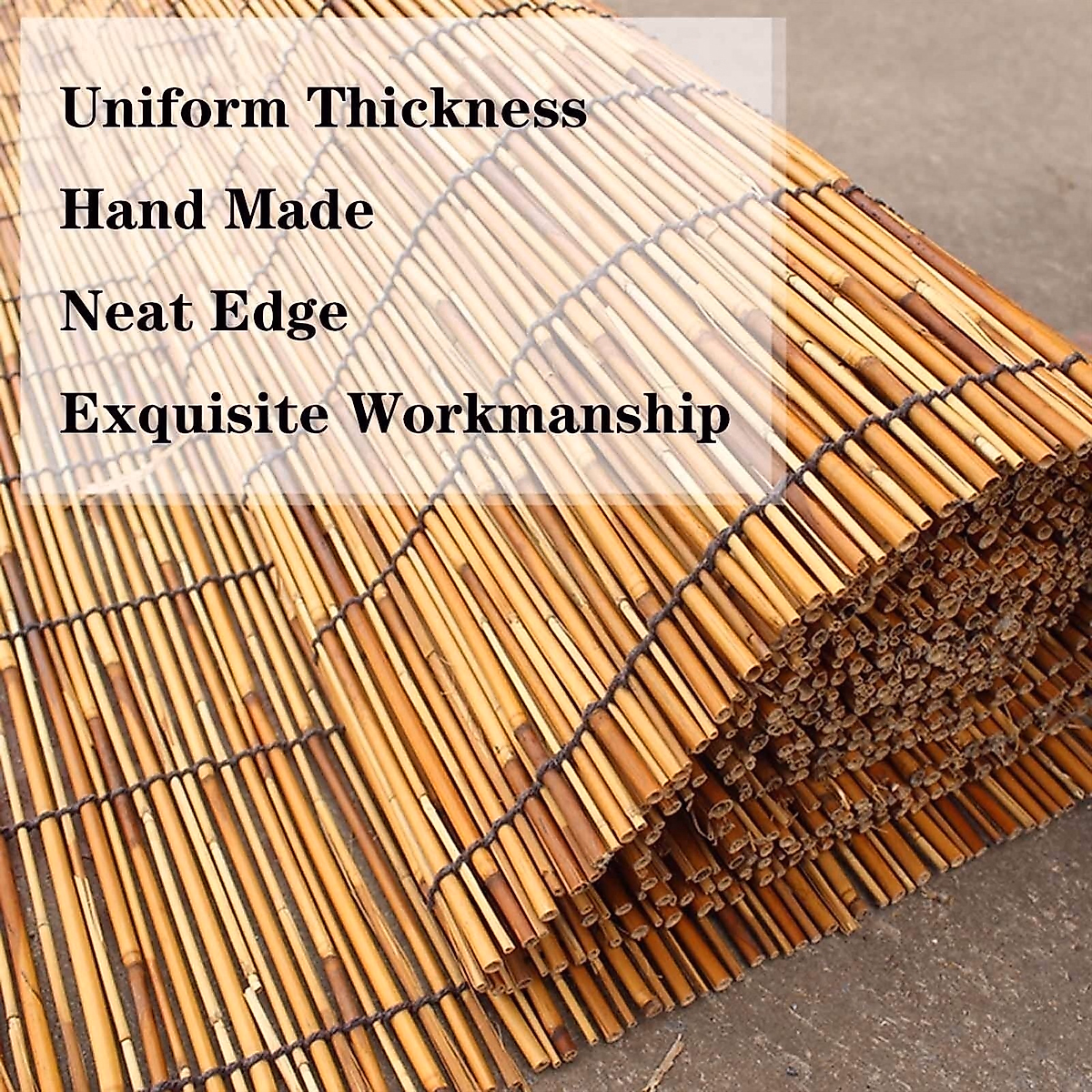 Patio Shades Roll Up Outdoor, Bamboo Blinds for Outdoor Patio, Thernal Insulated Shading Reed Blinds, Blackout Bamboo Shade, Privacy Screen, Cordless, 24″ 30″ 34″ 36″ 39″ 43″ 48″ 51″ 55″ 70″ Width