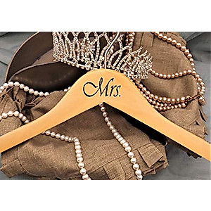 NAHANCO MRSMRS20017 Same Sex, Gay Pride Hanger Set, Natural Wood Hangers with Black Imprint (Mrs. and Mrs.), 17” (2-Piece Set)