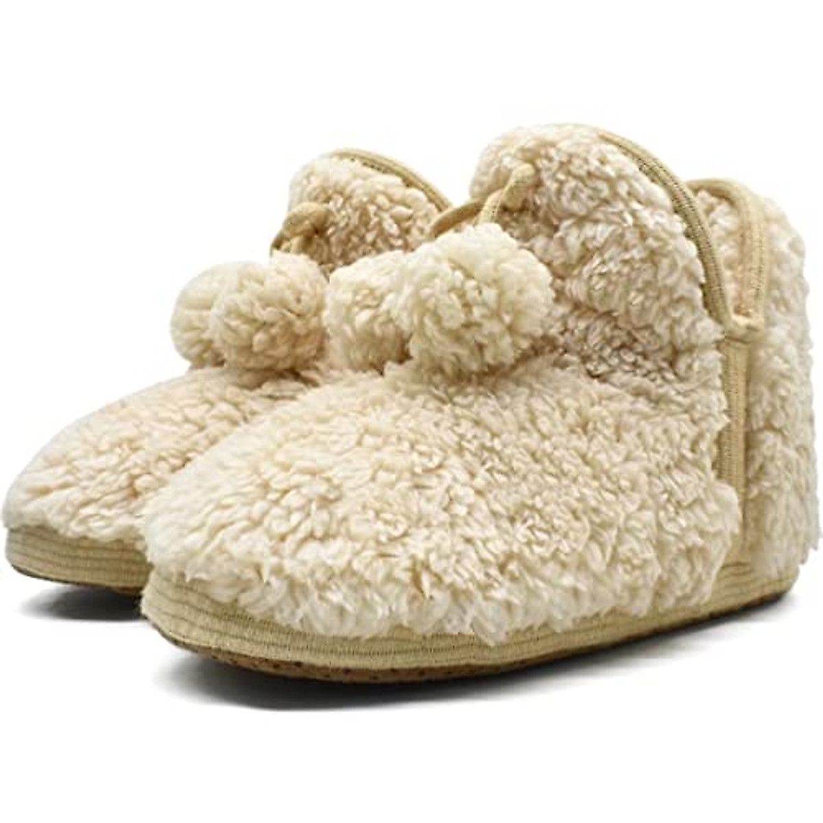 GPOS Womens Slippers with Cozy Memory foam Cute Fuzzy Winter Bootie slippers Ladies Warm Lightweight House Shoes Beige