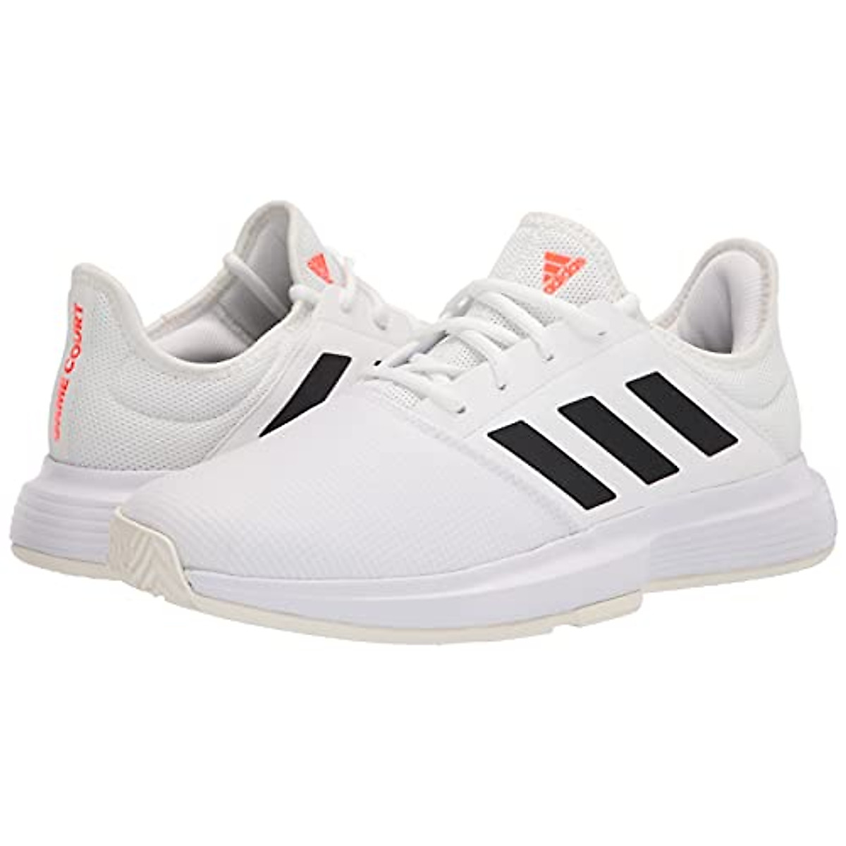 adidas Women's Gamecourt Tennis Shoe, White/Black/Solar Red, 8.5