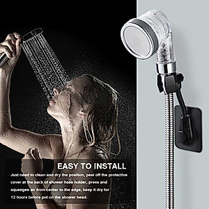 Shower Head Holder Strong Adhesive 360 Degree Rotatable Adjustable Handheld Shower Wand Holder Wall Mount Bracket for Bathroom (Black)