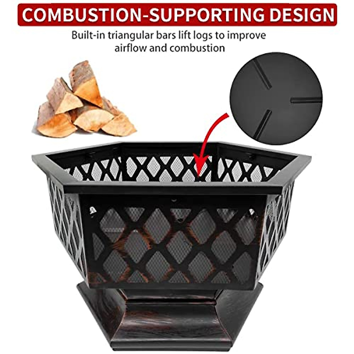 SINGLYFIRE 24 Inch Fire Pits for Outside Large Heavy Duty Outdoor Wood Burning Bonfire Pit Cast Iron Patio Heater, with Spark Screen, Log Grate, Poker