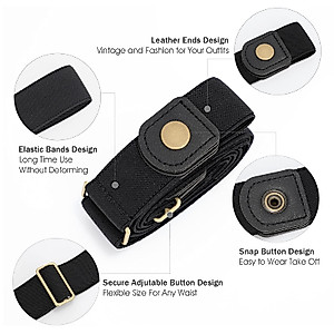 XZQTIVE 6 Pieces No Buckle Stretch Belt for Women Men, Buckless Belt Comfortable Invisible Elastic Belt for Jeans Pants Dresses, No Bulge No Hassle, Fit Waist Size 36-50in