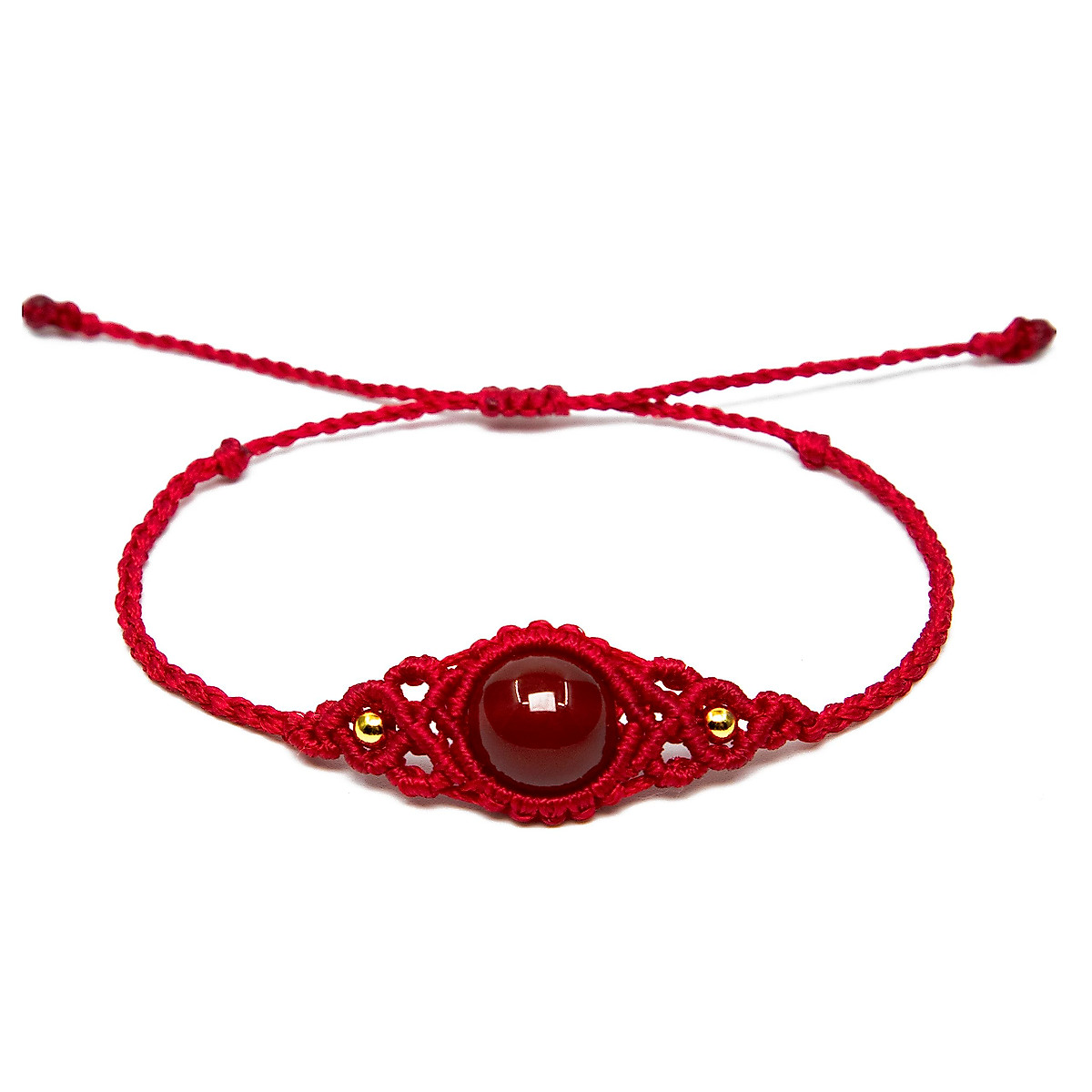 Handmade Red String Bracelet with 10mm Red Agate Bead - Good Luck and Protection - Ideal Gifts for Women, Teen Girls, Mother-Daughter, Couples, Sisters, and Friends (RuYi Knot 10MM Agate 1PC)