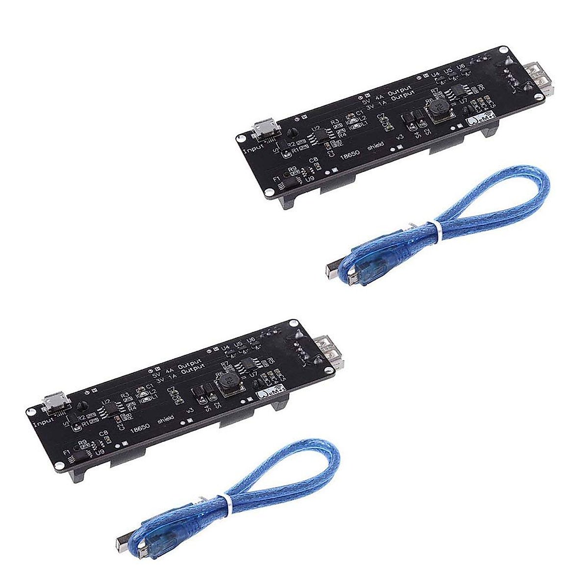 Ximimark 2Pcs Micro USB 18650 Battery Shield Expansion Board Wemos ESP32 V3 Cable Development Tool LED for Arduino and Raspberry Pi（with Cable）