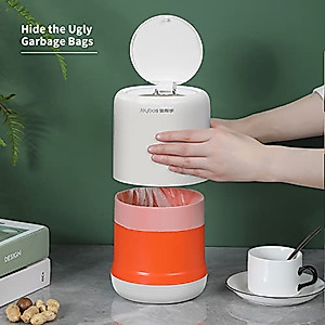 MOPALL Mini Trash Can for Desk | Small Plastic Trash Bins with lid for Make-up Table, Tiny White Waste Basket for Office 0.7 Gallon | Little Oval Garbage Can for Study, Living Room, RV, Bathroom