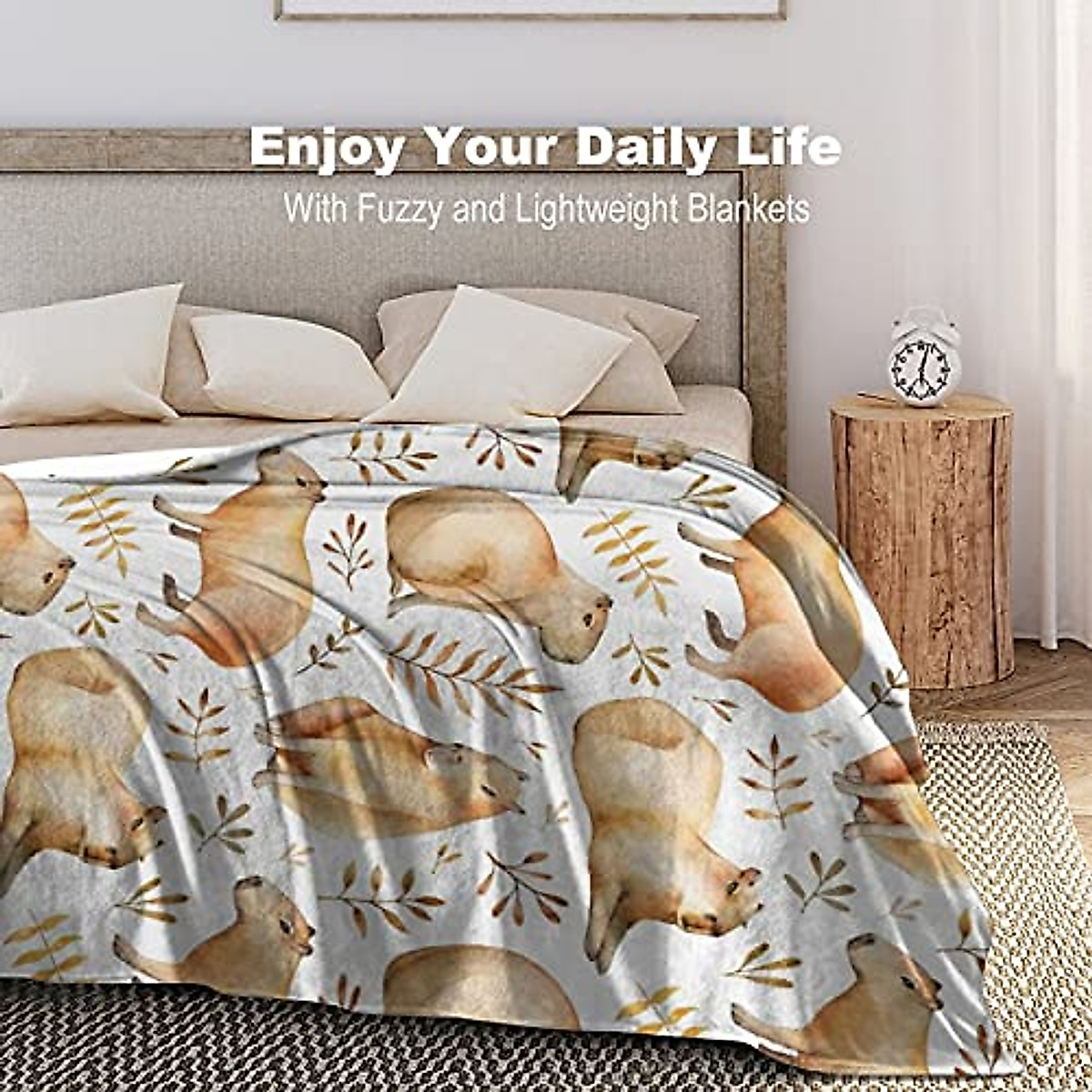 Adorable Capybara Super Soft Flannel Blanket Comfortable Throw Blanket for Bedroom Office Sofa Travel 60"x80"
