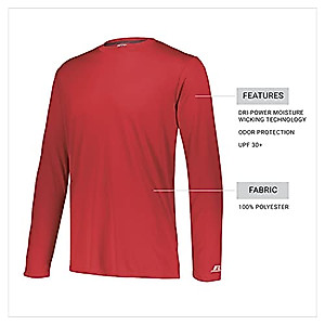 Russell Athletic Men's Long Sleeve Performance Tee, Burnt Orange, X-Large