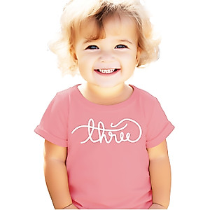 Olive Loves Girls Cursive Three Shirt for Toddler Girls 3rd Birthday Outfit Mauve Shirt