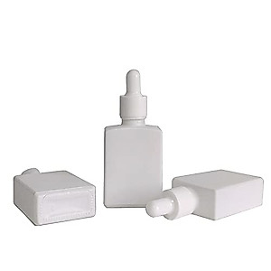 BEGIKET 12 Pack 1 oz Square Glass Dropper Bottle for Essential Oil, 30ml /1 oz White Coated Glass Bottle with Eye Droppers, for Perfume,Serums and Liquids (Matte White)