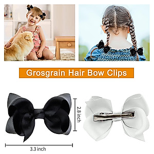 2PCS 3 Inch Hair Bows for Girls Grosgrain Ribbon Hair Bow Clips Boutique Hair Clips Hair Accessories For Girls 4-6 Toddlers Accessories Teens Gifts In Pairs - Black