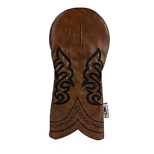 Ranchero Cowboy Boot Sunfish Leather Golf Headcover Set 1-3-X Driver Fairway Hybrid