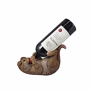 DWK Cat Wine Bottle Holder | Kitchen Countertop Decor | Wine Holders | Vineras para Poner Botellas en Casa | Red Wine Storage | Wine Accessories Storage -Scottish Fold Cat