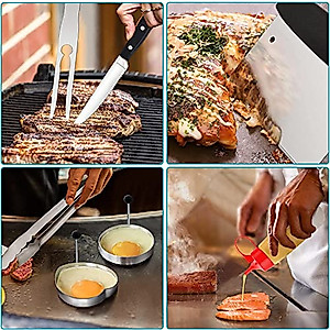 Leonyo Griddle Accessories Set of 26, Stainless Steel Grill Accessories Set with Metal Spatula, 2 Melting Domes, Burger Press, Professional Outdoor Grilling Tool for Cast Iron Flat Top Teppanyaki BBQ