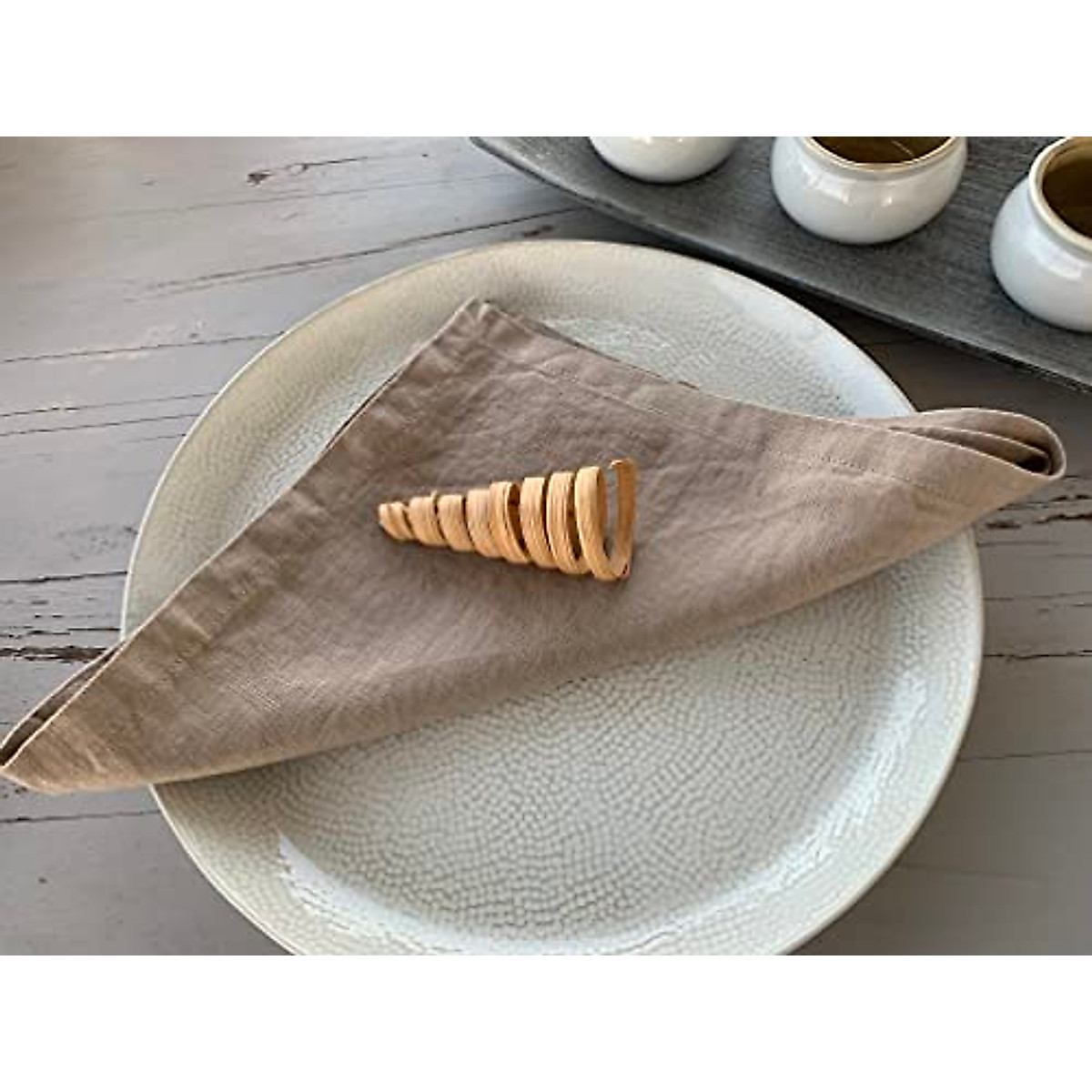 Linen Napkins –100% French Flax – Stonewashed Pure Linen Cloth Napkins - Size 18 Inch x 18 Inch – Set of 4 (Natural Rustic Taupe)