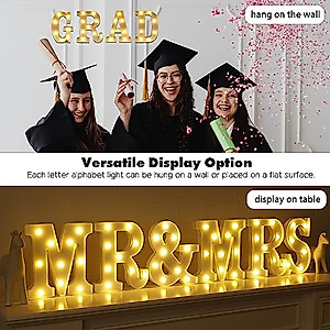 Led Marquee Light Up Letters, 26 Alphabet Light Up Letter Lights, Decorative Led Letters Lights, Battery Powered Letter Sign Lights for Party, Night Light, Home Decor(LetterR, Warm White)