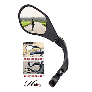 Hafny New Handlebar Bike Mirror, HD,Blast-Resistant, Glass Lens, HF-MR088LS (Left) (HF-M903LS-FR01 (Handlebar Fitting Left Side, Silver Glass))