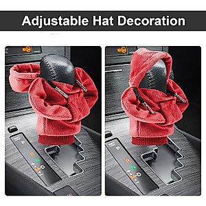 Bicotand 2Pcs Hoodie Car Gear Shift Cover, Universal Car Shifter Hoodie, Hoodie Shift Knob Cover, Gear Shift Hoodie, Hoodie Gear Shift Cover (Blue+Red)