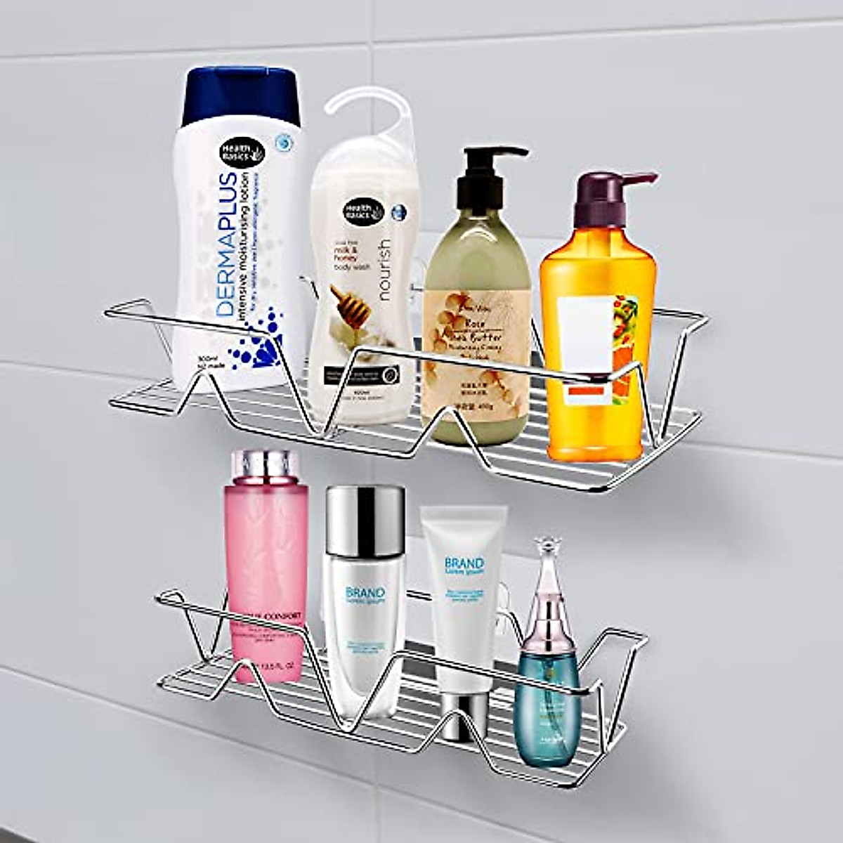 Diesisa Shower Shelves, 5 Pack Shower Organizer with Soap holder, No Drill Shower Shelf For Inside Shower With Adhesive Shower Caddy Organizers for Toilet Bathroom Dorm Kitchen