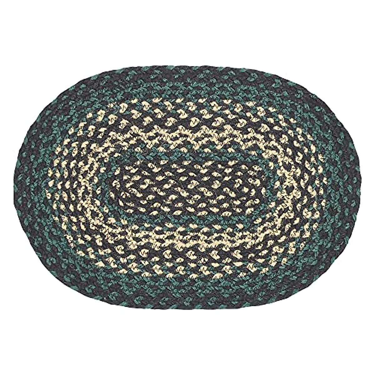 VHC Brands Pine Grove, Dining Table Placemat, Braided Jute, Oval, Green, 10x16