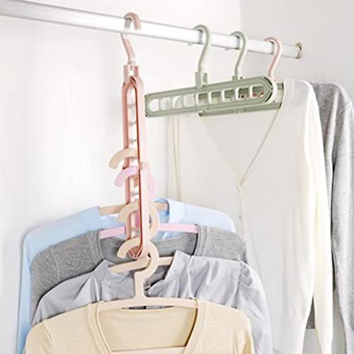 Magic Clothes Hangers,Wardrobe Hangers Multi Functional Closet Hangers Rotate Anti-Skid Folding Hanger for Dormitory, Bedroom, Bathroom 8PCS Clothes Hangers