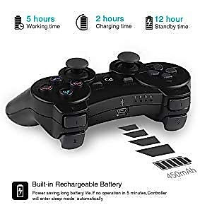 JAMSWALL Controller for PS3, Wireless Bluetooth Controller Gamepad Joystick, Double Vibrating Controller for Sony Playstation 3 with Charger Cable Cord Thump Grips