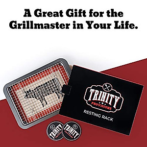 Trinity Provisions Meat Resting Pan - With Wire Rack and Silicone Baking Mat - Dishwasher and Oven Safe Stainless Steel, for Cooking and Cooling Steak, BBQ, Bacon, & More