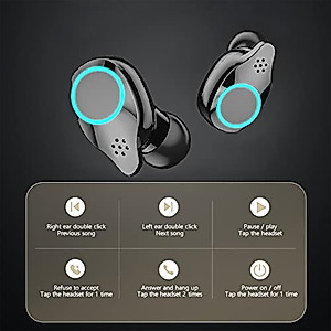 Wireless Bluetooth LED Display Electroplated Earphones,9D HiFi Stereo Sound with Mic,with Charging Case, Binaural Call,Noise Reduction Technology, IPX7 Waterproof, for Sports, for iOS Android (Black)