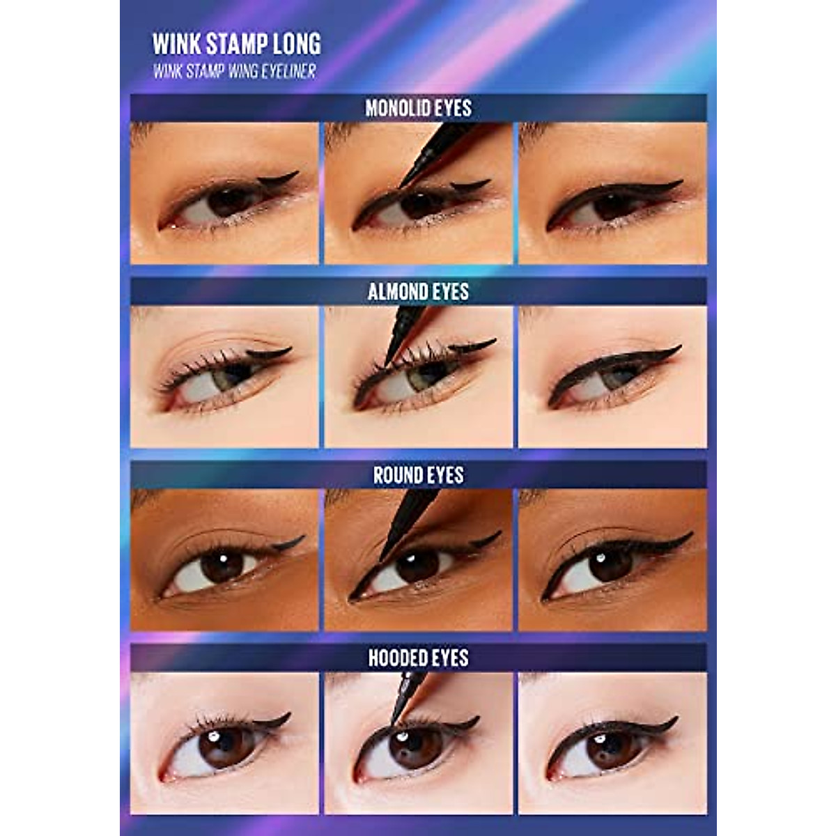 Kaja Wink Stamp Wing Eyeliner Pen & Stamp Long | with Avocado Extract, Double-ended, Black Liquid Liner, Smudge-Proof, Waterproof, Eye Irritation Tested