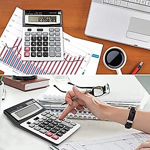 HIHUHEN Large Electronic Calculator Counter Solar & Battery Power 12 Digit Display Multi-Functional Big Button for Business Office School Calculating (1 x Calculator)