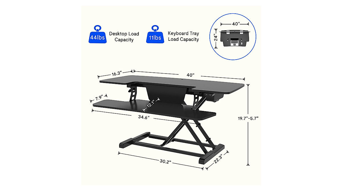 FLEXISPOT 40" Electric Height Adjustable Desk Converter