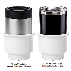 Amarine Made 4Pcs Recessed Drop in Plastic Cup Drink Can Holder with Drain for Boat Car Marine Rv (White)
