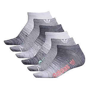 adidas Originals Women's Originals Superlite Gradient 6-Pack No Show, Grey-Onix Space Dye/Grey-Clear Onix Space Dye/White-Clear Onix Space D, Medium
