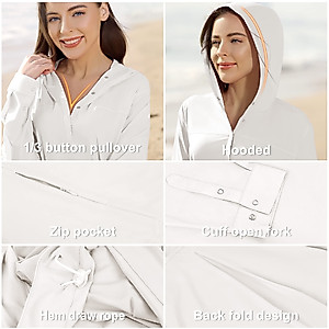 Mabove Women's UPF 50+ Sun Protective Hoodie Fall Long Sleeve Sun Shirts SPF Hiking Fishing Lightweight Shirt,Aqua Green-B-L