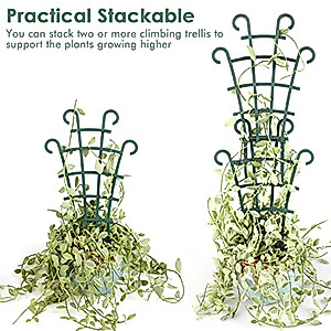 SunKrop 5 Pack Small Trellis for Potted Plants Indoor Outdoor, Tiny Stackable Plastic Climbing Stakes, Mini DIY Garden Support Trellis for Houseplants Hoya Pothos Vines Vegetables Flowers Stand Frame