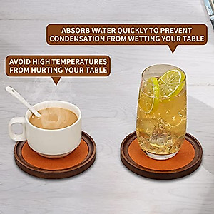 MinBoo Bamboo Coasters for Coffee Table Set of 6 Coasters for Drinks Absorbent with Holder Coffee Table Decor for Tabletop Protection Gifts for House Warming New Home & Wedding (Dark Brown 6Pcs)