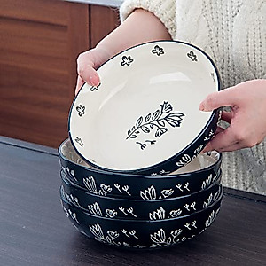 KINGSBULL HOME Pasta Bowls Salad Bowl Ceramic Bowl Set Rose Salad Bowls Large Bowl Porcelain Salad Plates