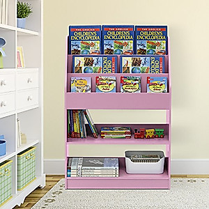 FURINNO 5-tier Kidkanac Magazine/Bookshelf With Toy Storage, Pink