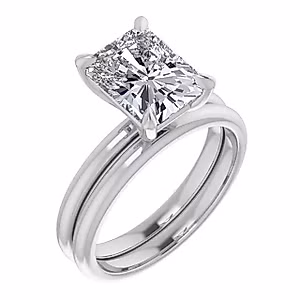 10K Solid White Gold Handmade Engagement Ring 2 CT Radiant Cut Moissanite Diamond Solitaire Wedding/Bridal Ring for Women/Her Propose Ring Sets (7)