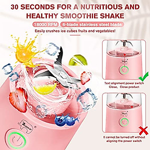 Portable Blender, Personal Blender for Shakes and Smoothies 13.5 Oz Blender Bottles with 6 Sharp Blades Hand-held Blender for Kitchen Gym Travel Office
