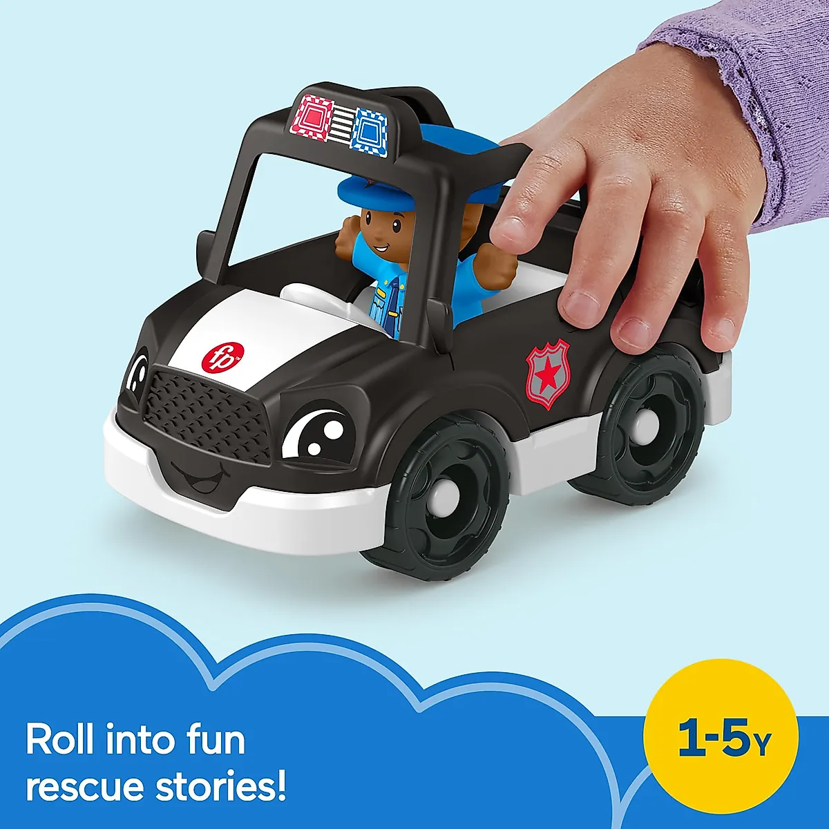 Fisher-Price Little People Toddler Toys Police Car Push-Along Vehicle & Figure for Pretend Play Preschool Kids Ages 1+ Years