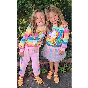 Kids Girls 2 Piece Valentine's Day Outfits Ruffle Sleeve Sweatshirts Tulle Sequins Skirt Dresses Clothes Toddler Heart Print Shirt Tutu Set 8t