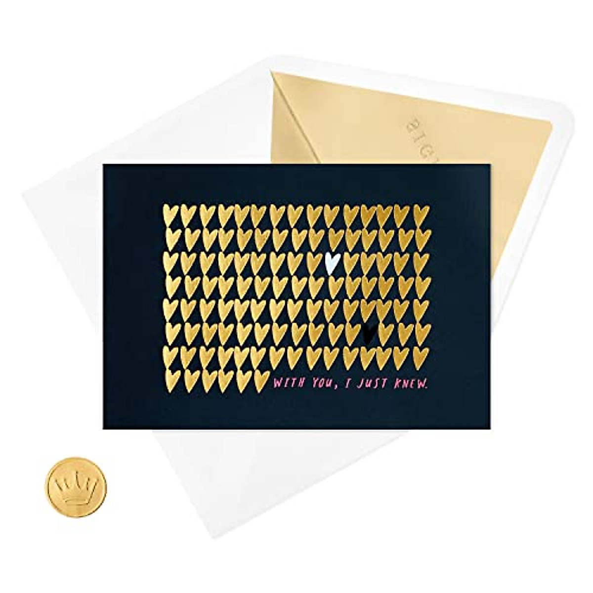 Hallmark Signature Anniversary Card, Love Card for Significant Other (Gold Foil Hearts)