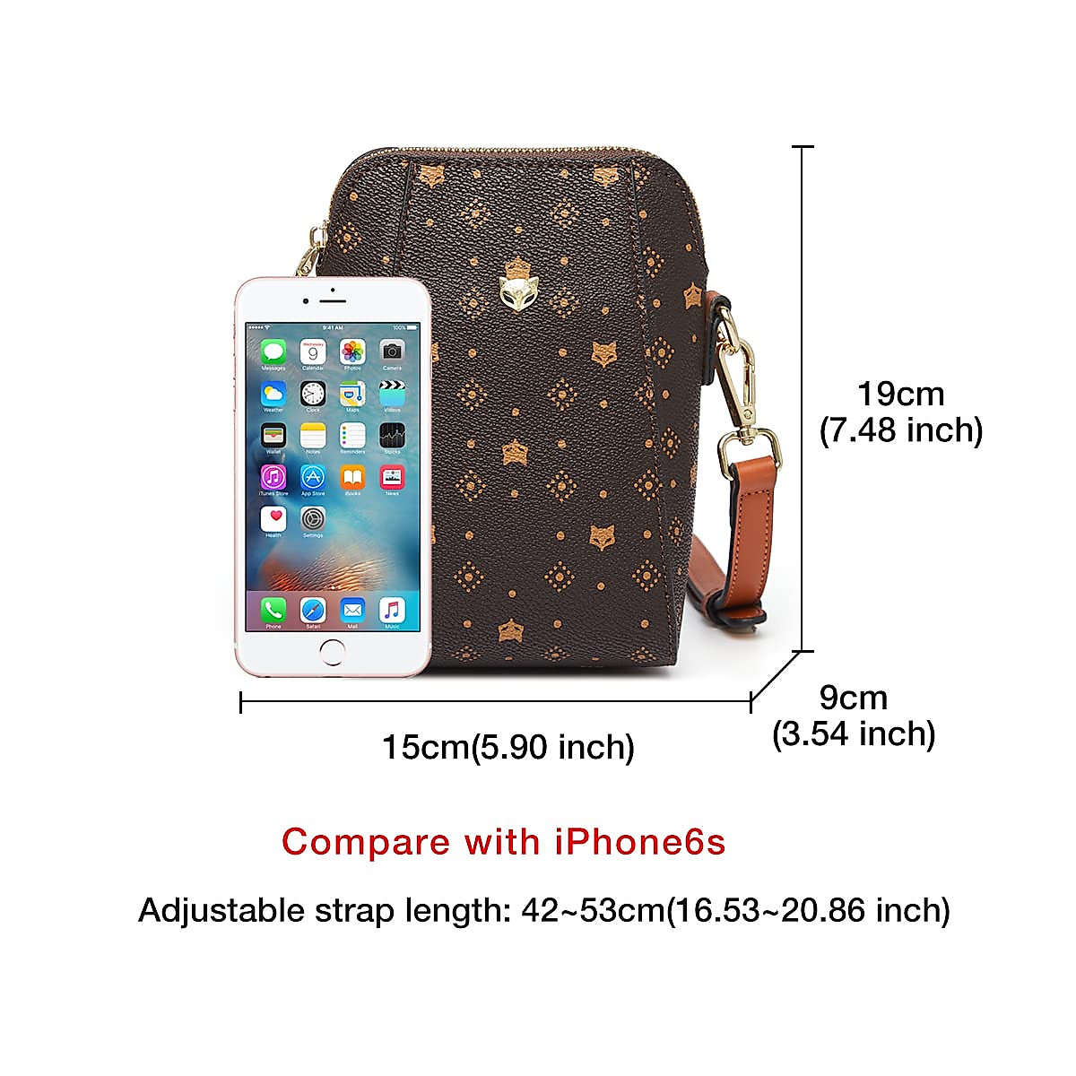 FOXLOVER PVC Faux Leather Signature Crossbody Purses for Women Casual Mini Shoulder Bags with Adjustable Strap Ladies Cellphone Purse Women’s Small Zipper Bags