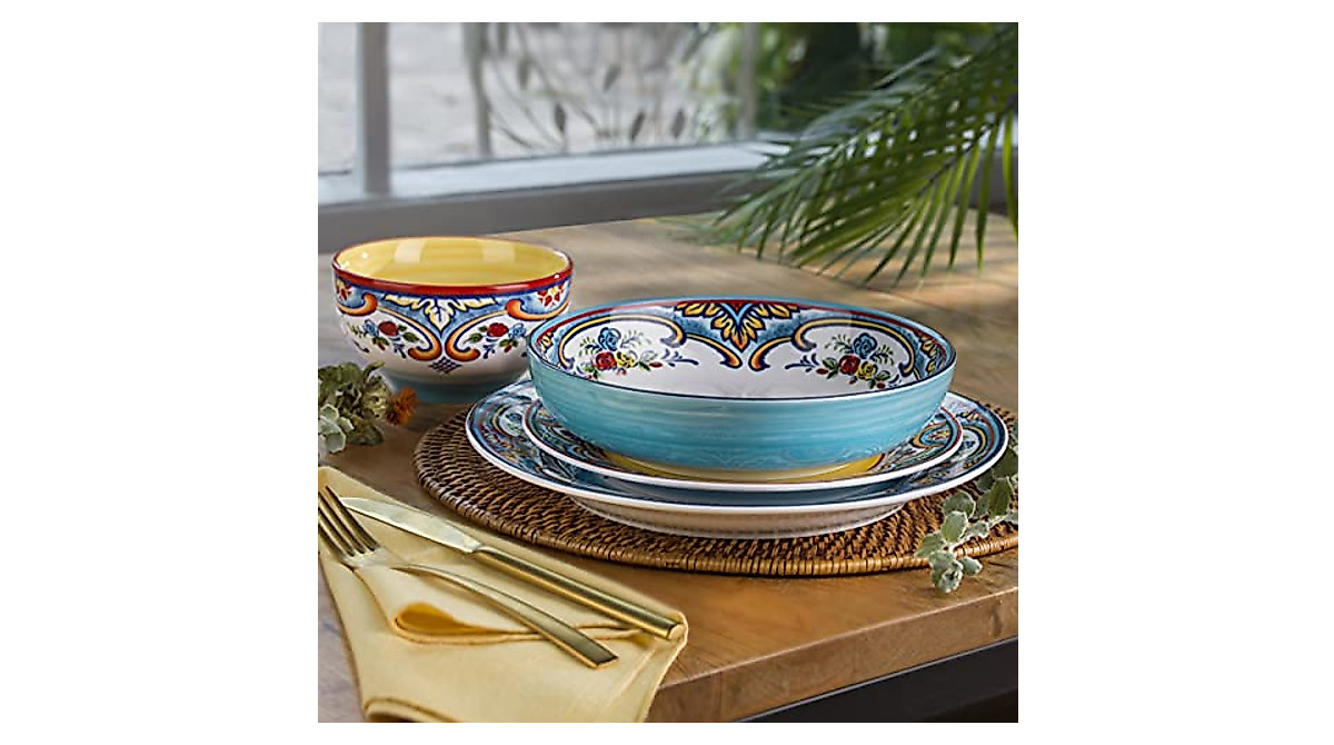 Euro Ceramica Zanzibar 16-Piece Dinnerware Set | Colorful & Durable ...