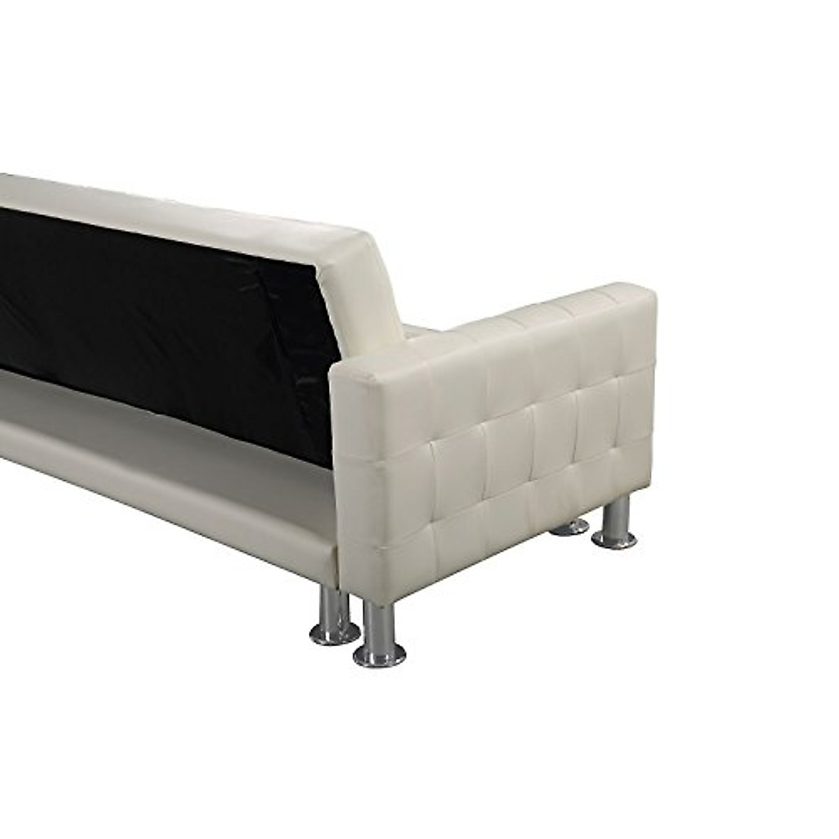 Velago ATTALENS White Modern Convertible Sectional Sofa | Leather Sleeper Queen Size | Reversible Chaise Lounge | Contemporary Living Room Furniture, 116"